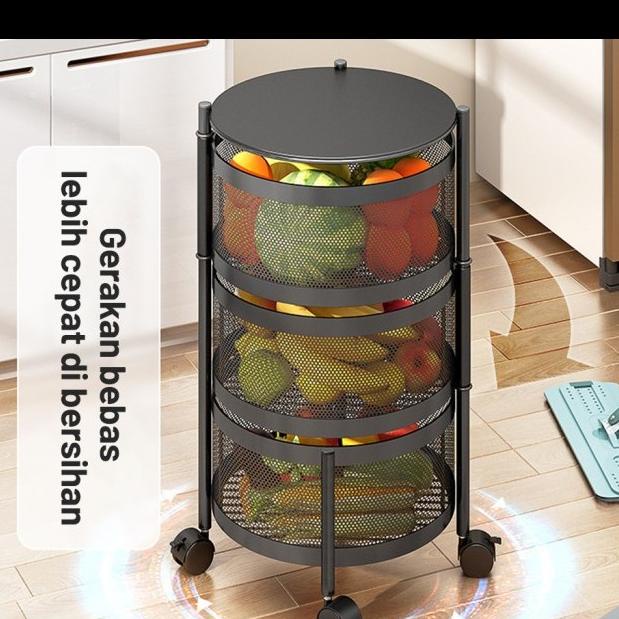 Jual Rak Susun Besi Dapur Serbaguna Tingkat Model Bulat / Rak Troli ...