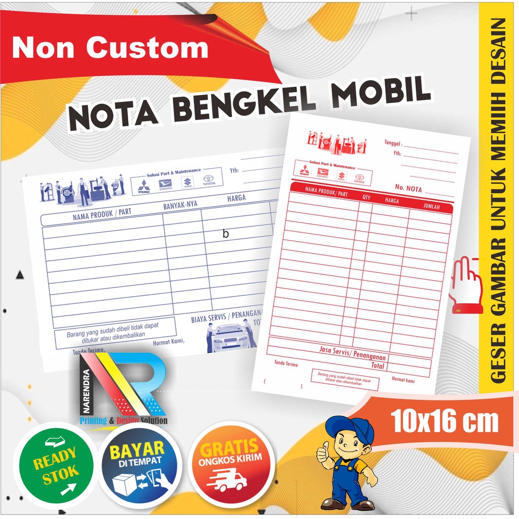 Jual Nota Bengkel Mobil Ready Stok / Kwitansi Bon Servis Mobil Siap ...