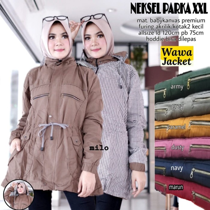 Jual wanita-parka-jaket- neksel parka jacket ld 120 cm jaket big size jumbo sweater outer -jaket ...