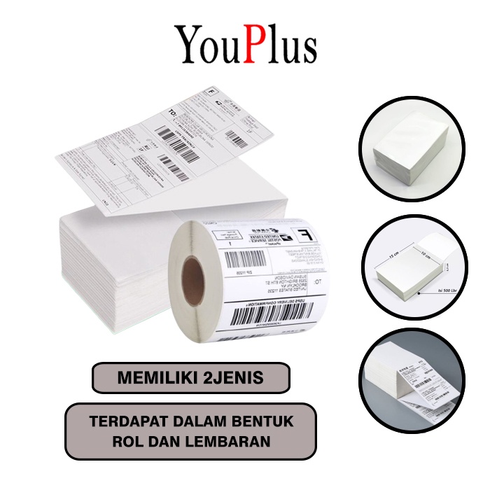 Jual YOUPLUS KERTAS Thermal 100 x 150 isi 250 Lembar dan 500 lembar label / Kertas Print RESI ...