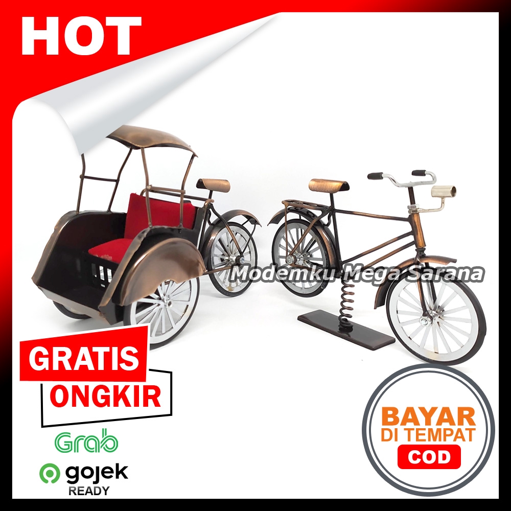 Jual Paket isi 2 - Miniatur Becak & Sepeda Ontel Logam Kawat | Shopee ...