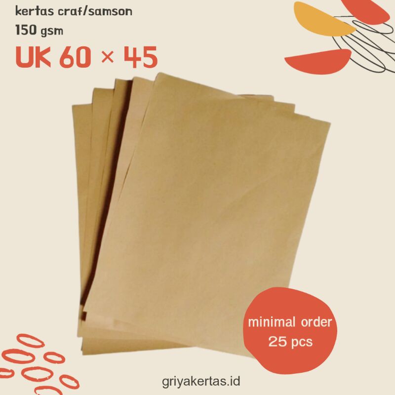 Jual Kertas samson | kertas craft | warna coklat 150 gsm tebal, kertas ...