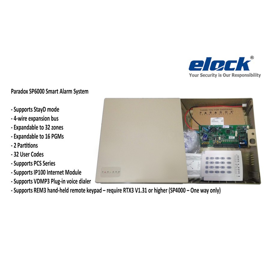 Jual ELOCK | Paradox SPECTRA SP6000 Alarm System with LED Keypad K10H ...