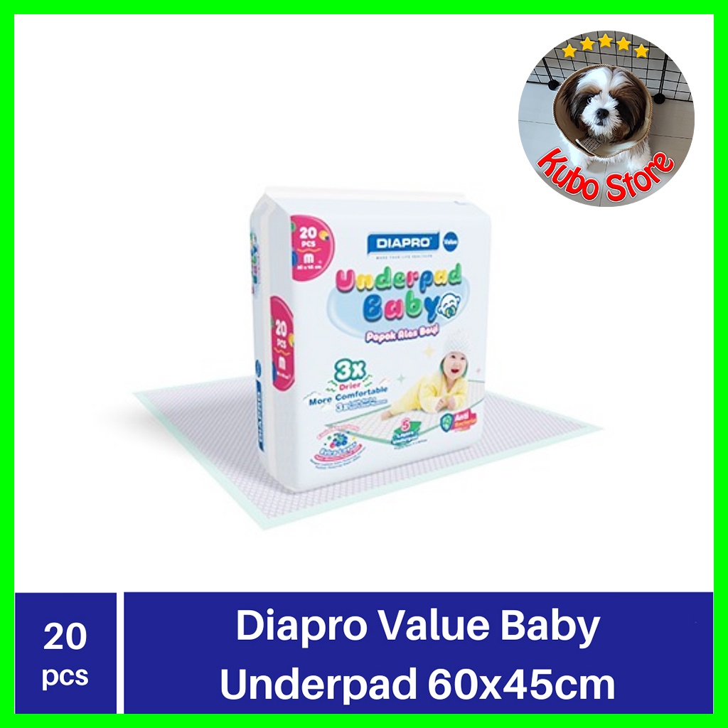 Jual 20 lembar Underpad Baby Diapro 45x60 Alas Pipis Bayi Anjing Kucing ...