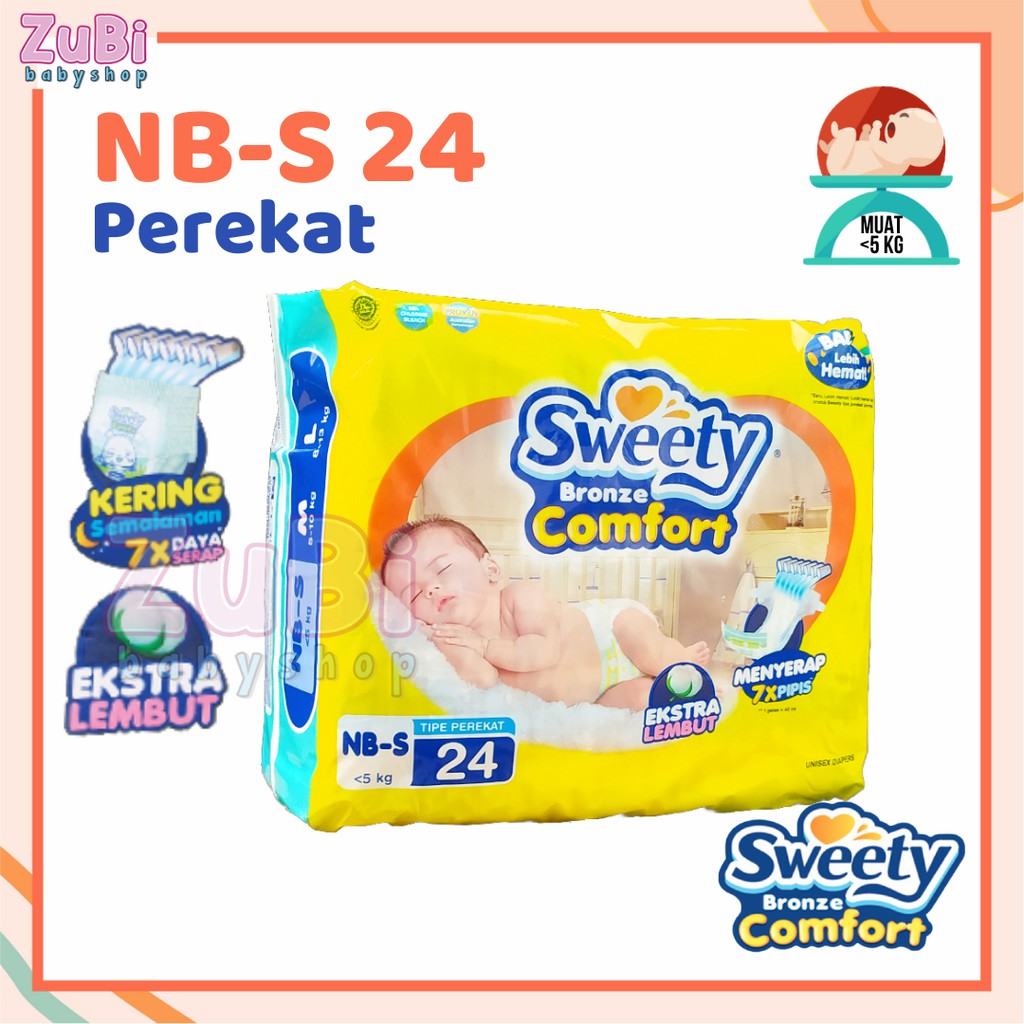 Jual SWEETY NEWBORN NB S24 Perekat Perlengkapan Bayi Baru Lahir Diapers ...