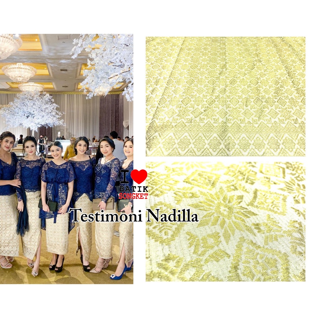 Jual SONGKET MESIN MOTIF 5 PUTIH BENANG EMAS BAHAN KAIN TENUN HALUS ...