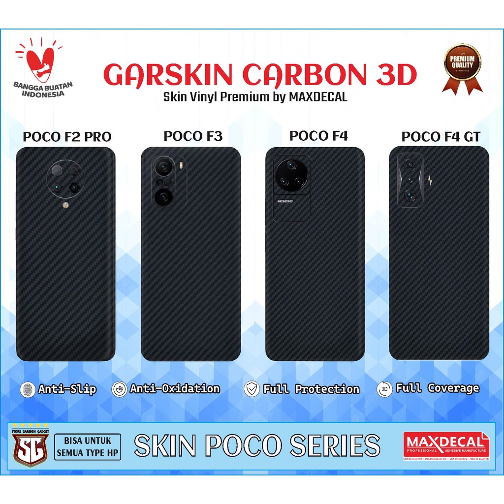 Jual POCO F2 Pro, POCO F3, POCO F4, POCO F4 GT Skin Proteksi Carbon 3D ...