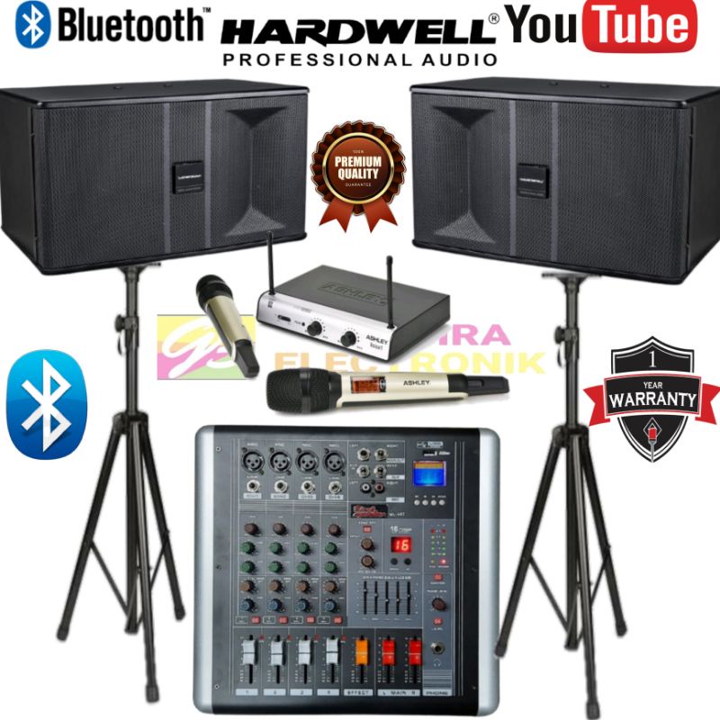 Jual Paket Karaoke Speaker Hardwell 10 inch Power Mixer Bluetooth USB ...