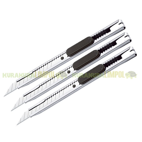 Jual Pisau Cutter Stainless Steel Alat Potong Cutting Knife Slim Auto ...