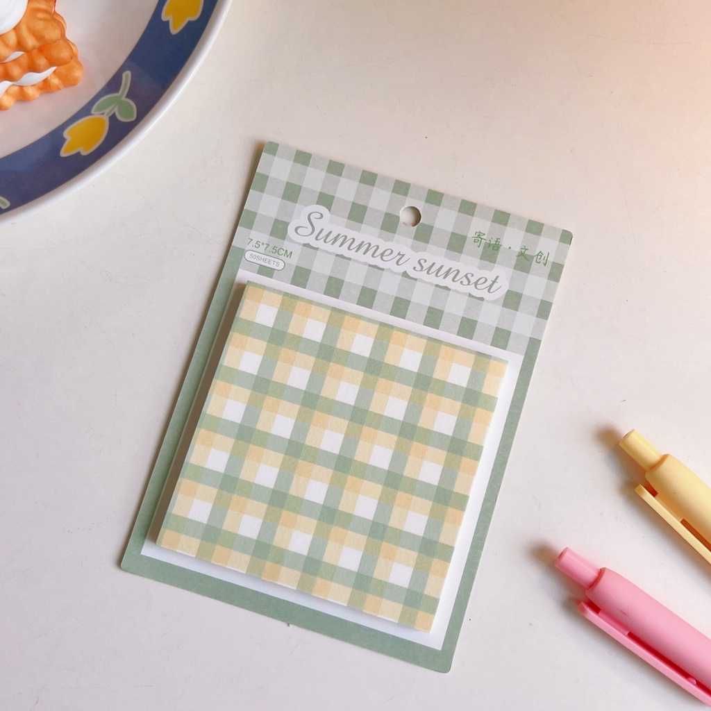 Jual (100 lembar) Sticky Notes Motif Kotak-Kotak Gigham Plaid | Shopee ...