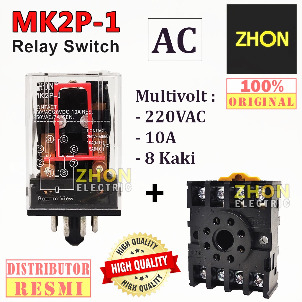 Jual RELAY ZHON MK2P-1 220VAC 8 PIN | Shopee Indonesia