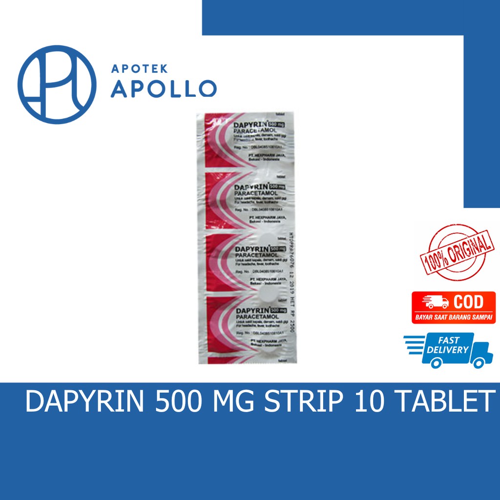 Jual DAPYRIN PER STRIP ISI 10 TABLET PARACETAMOL 500MG STRIP 10 TABLET ...