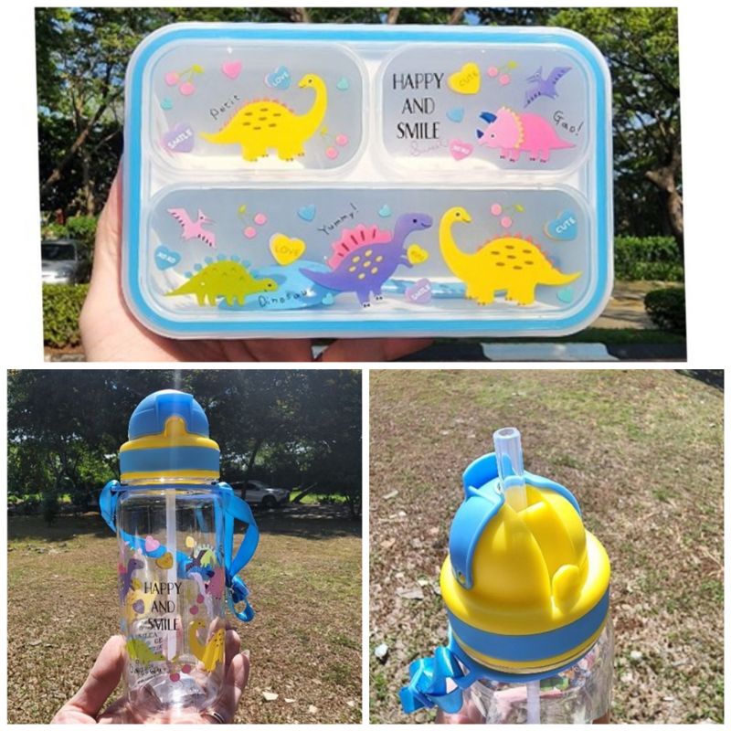 Jual lunch box tempat kotak makan dan botol minum karakter dino dinosaurus dinosaur | Shopee ...