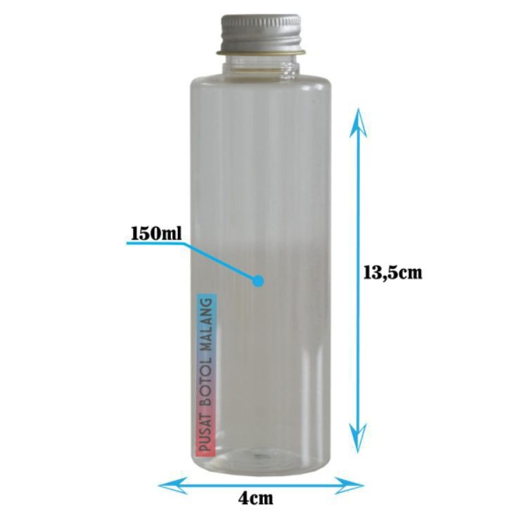 Jual Botol plastik pet 150ml ulir alumunium ( silver natural) | Shopee ...