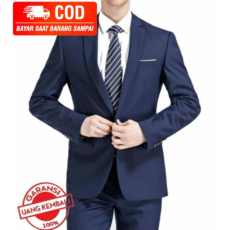 Jual Jas formal pria / Jas pria navy / Jas Biru dongker | Shopee Indonesia