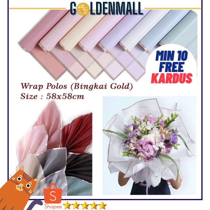 Jual Kertas Buket Bunga Flower Wrapping Flower Paper List Gold ...