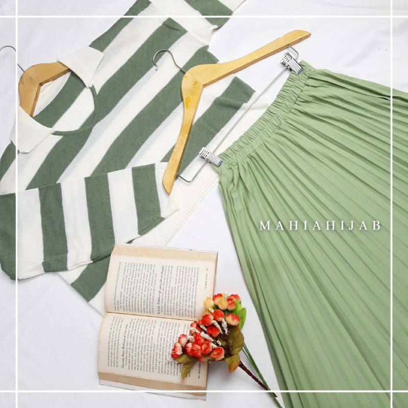 Jual Jinni one set sweater rajut + rok plisket | outer fuji knit ...