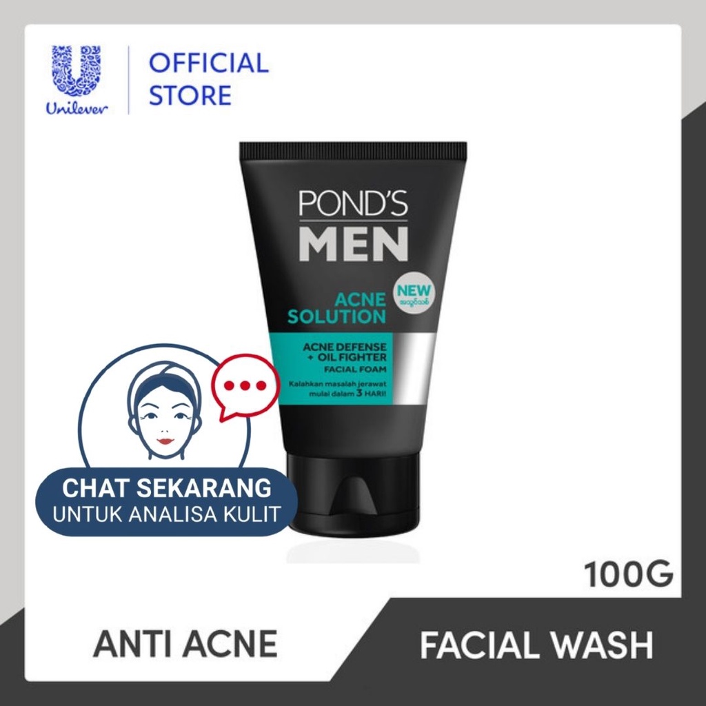 Jual Ponds Men Facial Foam Acne Solution 100 gr | Shopee Indonesia