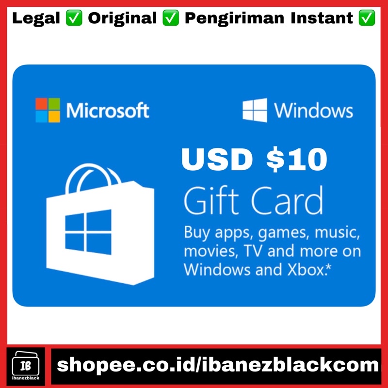 Jual Microsoft Windows $10 Gift Card Digital Code | Shopee Indonesia