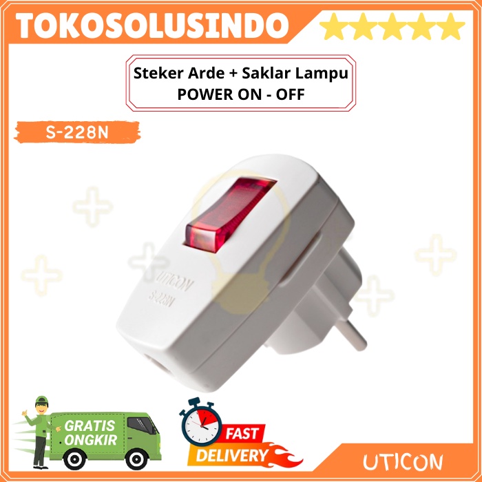 Jual Steker Uticon + Saklar Lampu / Steker Arde / Colokan Kaki Dua S ...