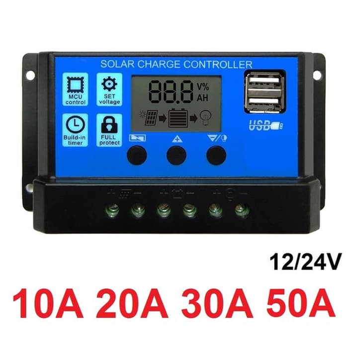Jual Solar Charge Controller LCD LED Display Solar Cell PWM 12V 24V 10A 20A 30A USB Panel Tenaga ...
