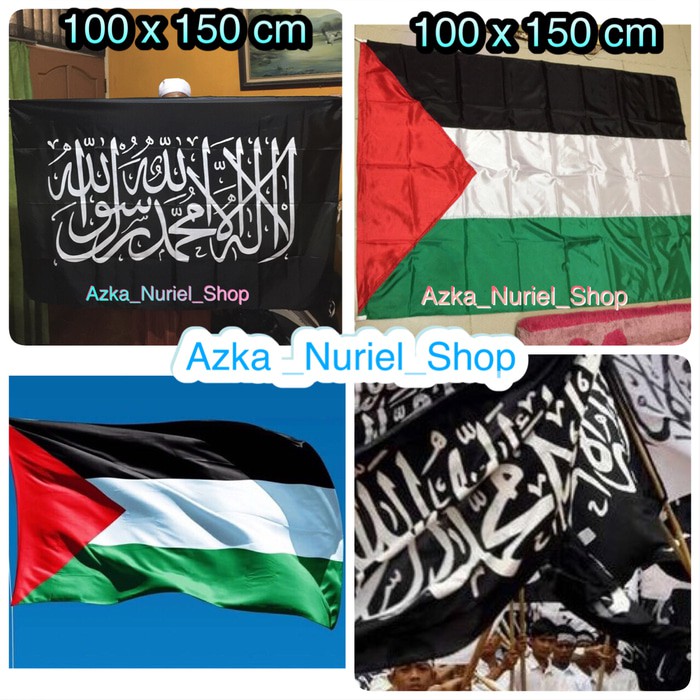 Jual Paket2B Bendera Palestina 100x150cm & Bendera Tauhid 100x150cm ...