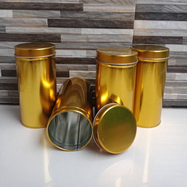 Jual Kaleng Cookies Gold Polos T.15cm D.7.5cm | Shopee Indonesia