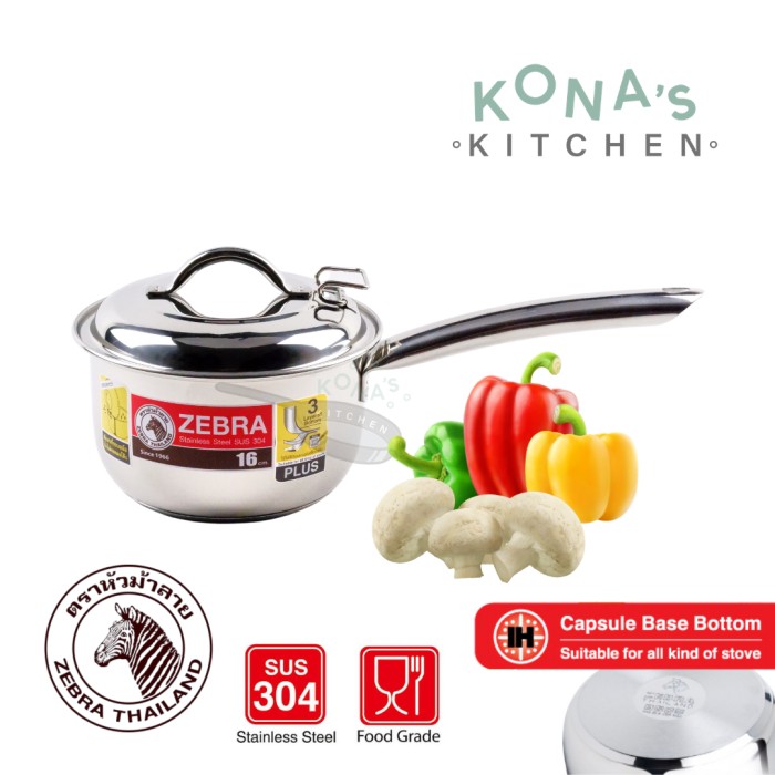Jual Zebra Sauce Pan 16 Cm Zelect Plus (168140) / Panci Masak Stainless ...