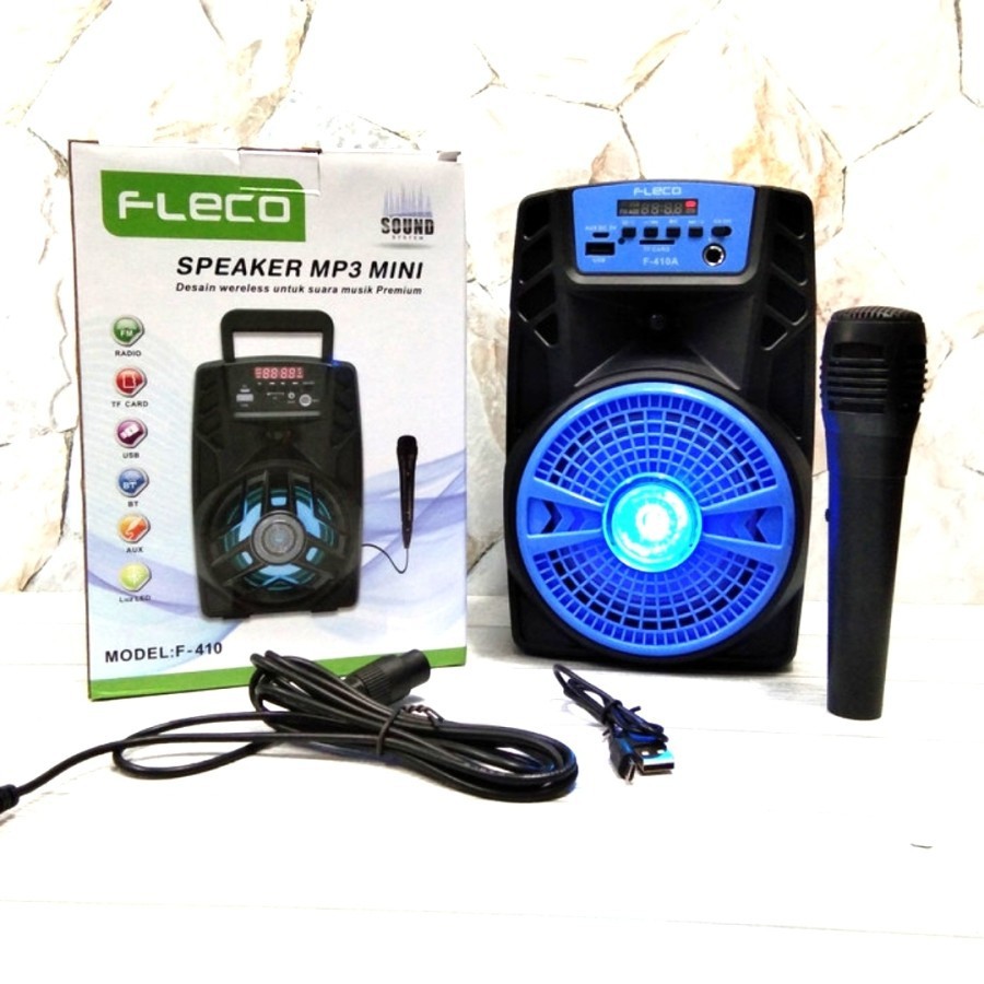 Jual Speaker Fleco Bluetooth F-410 + MIC | Shopee Indonesia