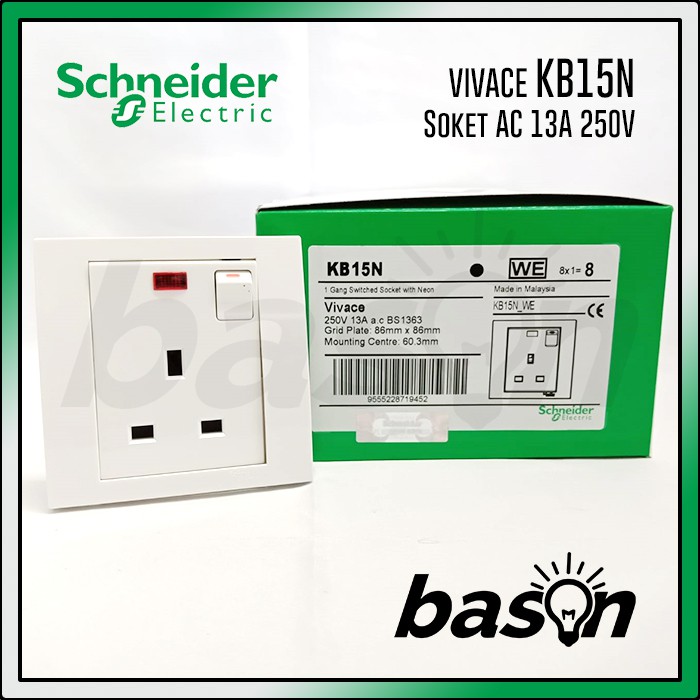 Jual SCHNEIDER Vivace 1 Gang Switched Socket with Neon - Stop Kontak AC ...