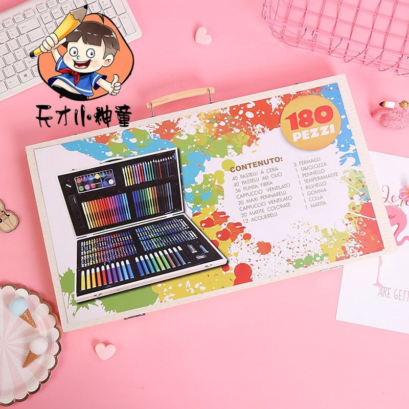 Jual Crayon Set 180 Pcs Kotak Kayu /Pensil Warna Koper Kayu Set Cat ...