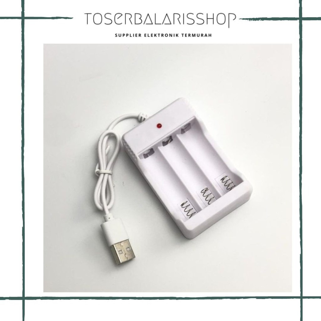 Jual Charger Baterai AA AAA 3 Slot Kabel Usb Charger / CAS BATERAI ...