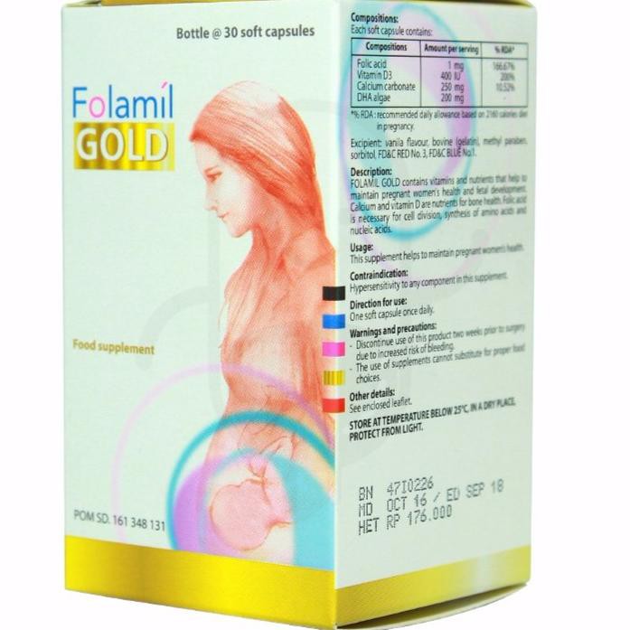 Jual wF6Code Folamil Gold / Box Isi 30 (ED 2022) (Vitamin Ibu Hamil dan ...