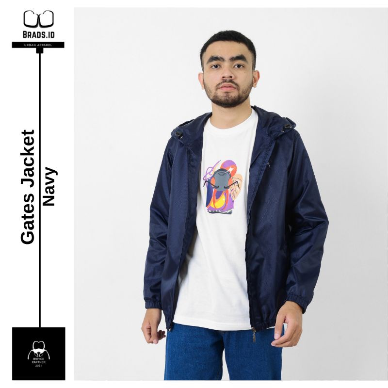 Jual Gates Hoodie Jacket Navy - Jaket Pria Original Brey co | Shopee ...