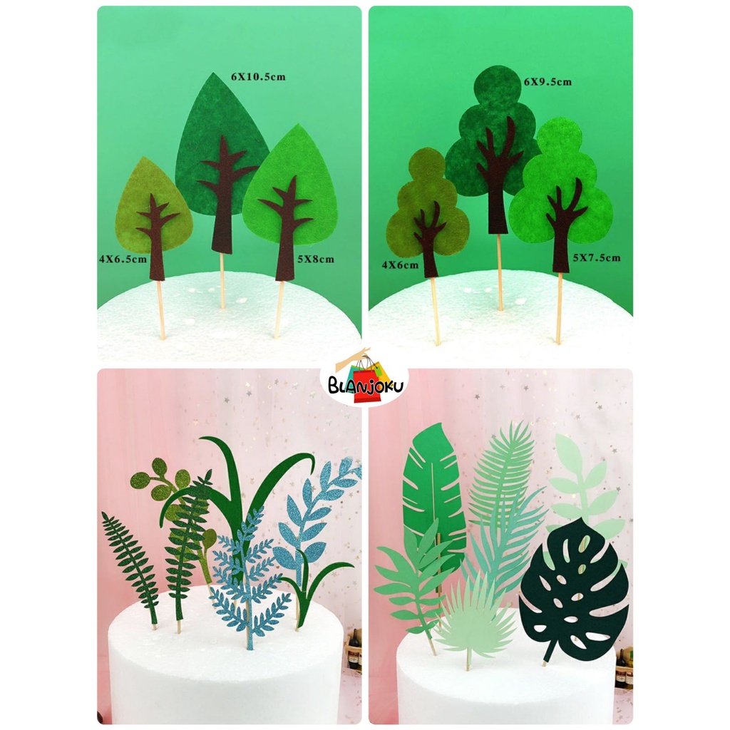 Jual Topper Cake Birthday / Hiasan Kue Ultah - POHON DAUN Karton ...