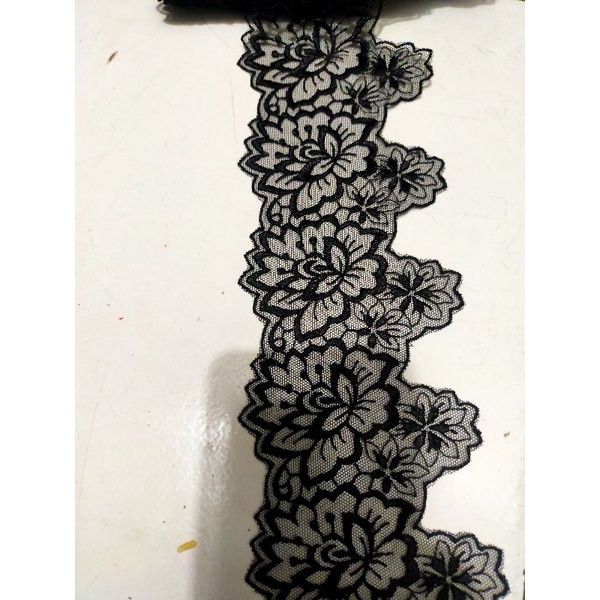 Jual renda tile warna hitam lebar 8,5cm | Shopee Indonesia