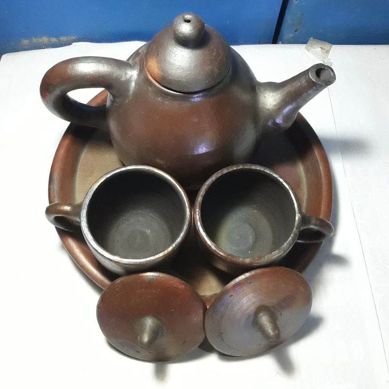 Jual Set Teko Polos Teh Poci 2 Cangkir Gerabah Tanah Liat Shopee