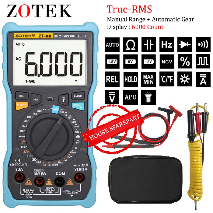 Jual Zotek ZT-M0 Dual Mode True RMS Digital Multimeter AC and DC ...