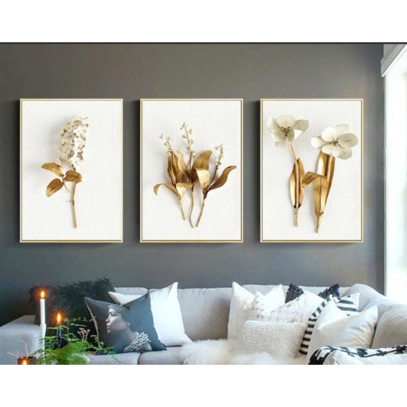 Jual FLOWER PAINTING GOLD FRAME/ PAJANGAN HIASAN RUMAH LUKISAN BUNGA ...