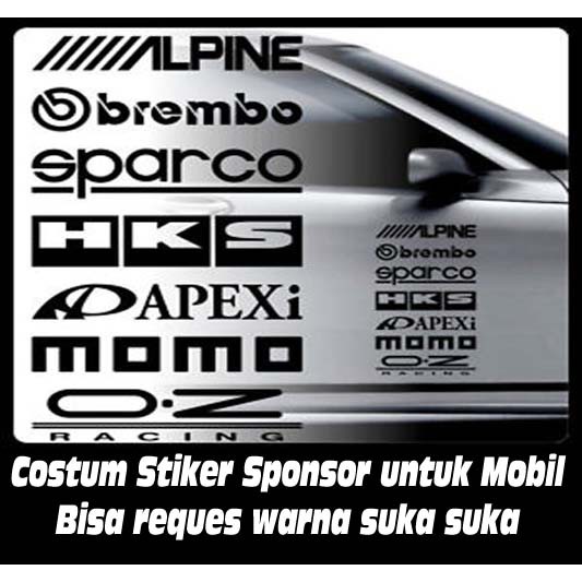 Jual Stiker Logo pintu samping dan kaca mobil paket sponsor merk racing ...