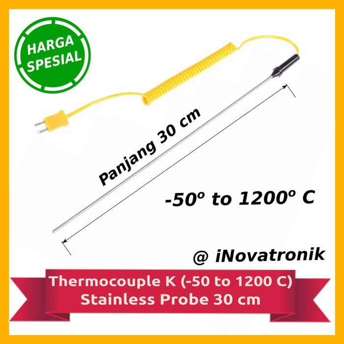Jual Thermocouple Type K Probe 30 cm - Termokopel 30cm Sensor Suhu ...