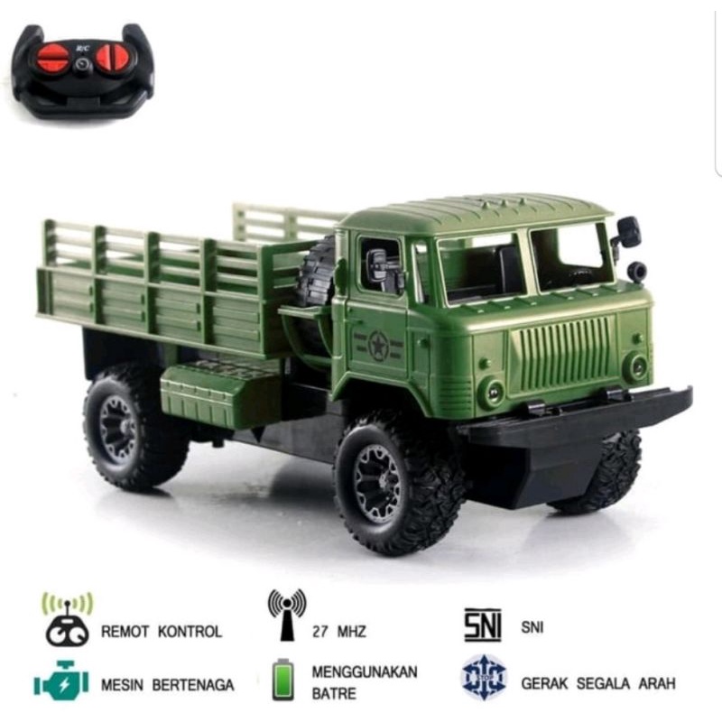 Jual Mobilan Rc remote control military truck army skala 1:16 truk ...