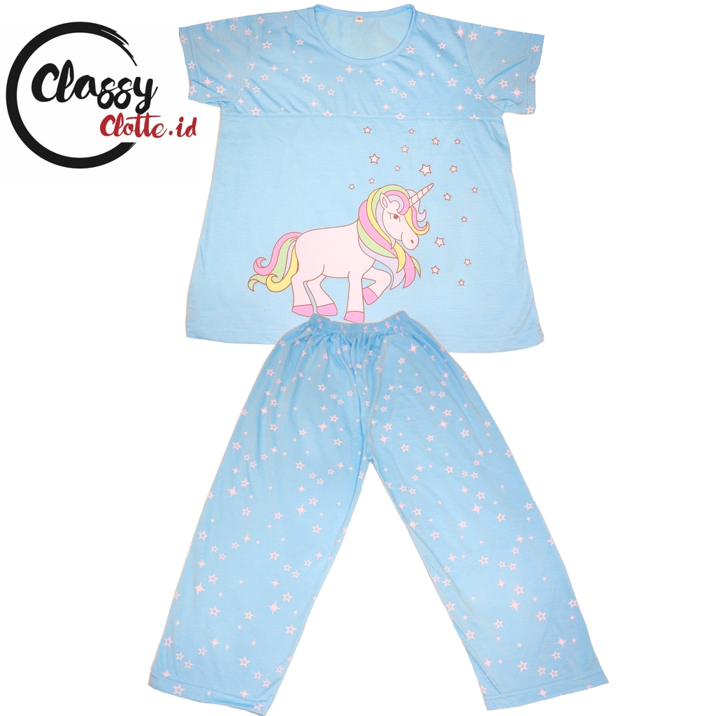 Jual Baju Tidur Setelan Unicorn Anak Perempuan 2 - 12 Tahun | Celana Panjang dan Tangan Pendek ...