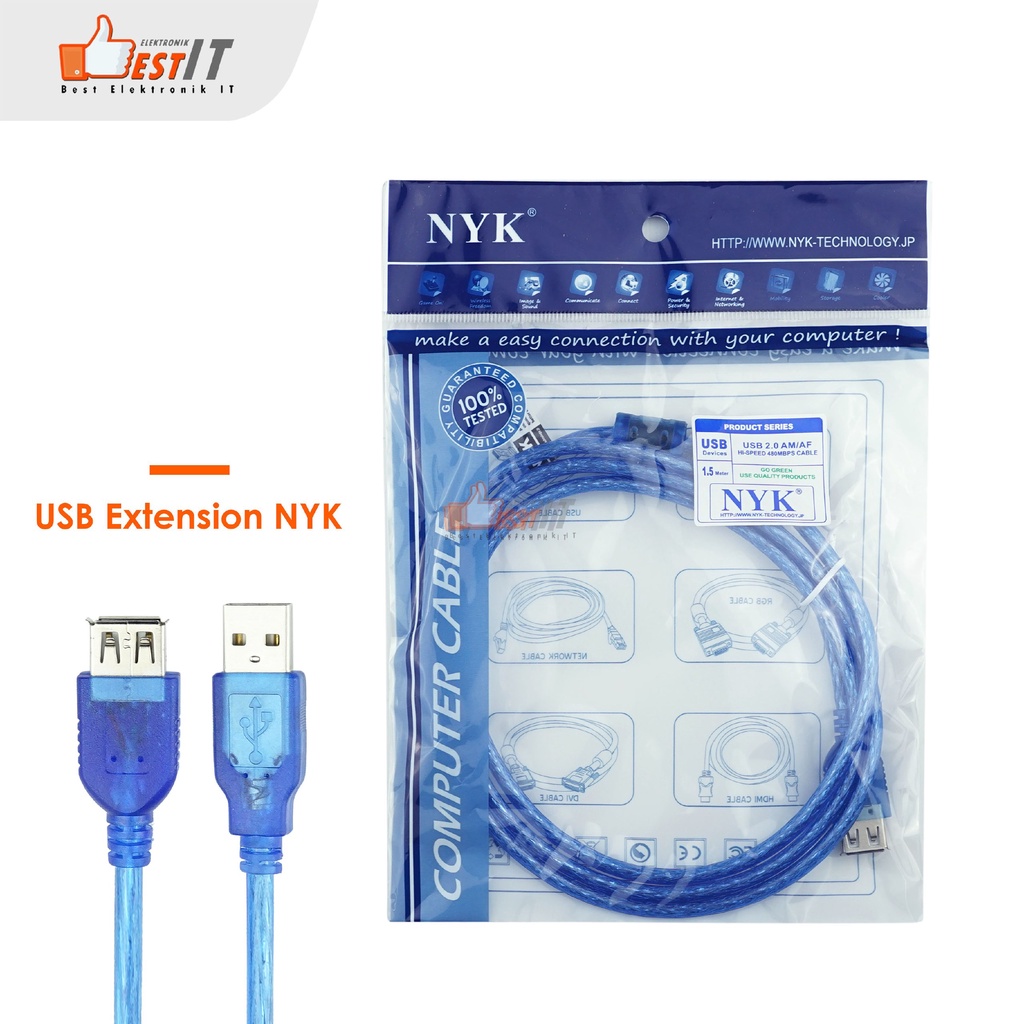 Jual Kabel Usb Extension panjang 1,5 meter NYK | Shopee Indonesia