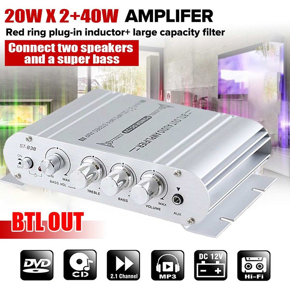 Jual Power Amplifier Audio HiFi Stereo Treble Bass Booster 3 Channel ...