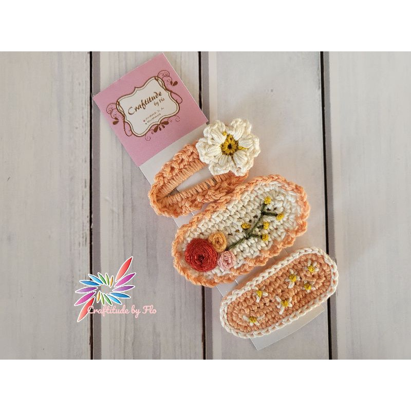Jual Crochet Hair Clip Set Flowery Set Bunga Jepit Rambut Rajut ...