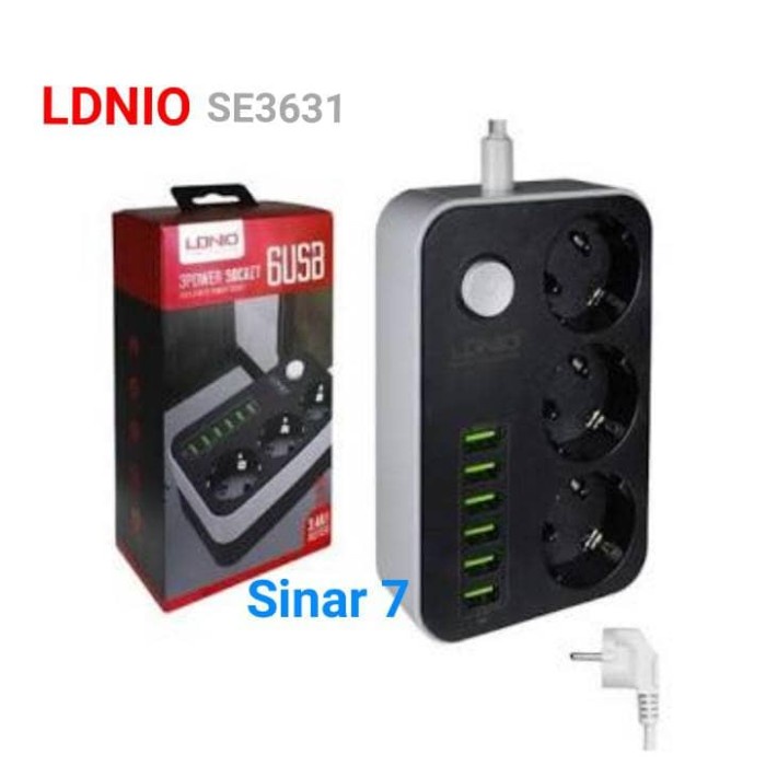 Jual Ldnio Se3631 Stop Kontak 3 Power Socket 6 Usb Fast Charging Baru | Shopee Indonesia