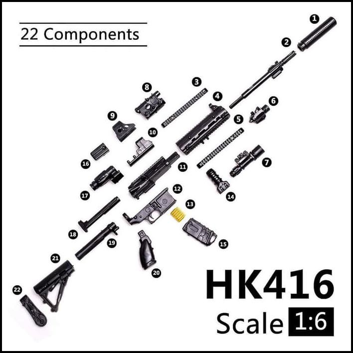 Jual Mini Hk416 Full Custom Kit 14Cm Model Gun Miniatur Senjata ...