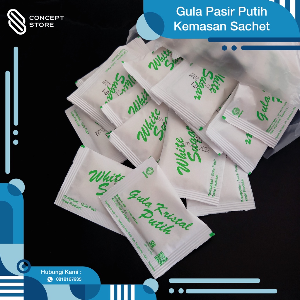 Jual Gula Pasir Putih Kemasan Sachet Higienis 125pcs TERMURAH | Shopee ...