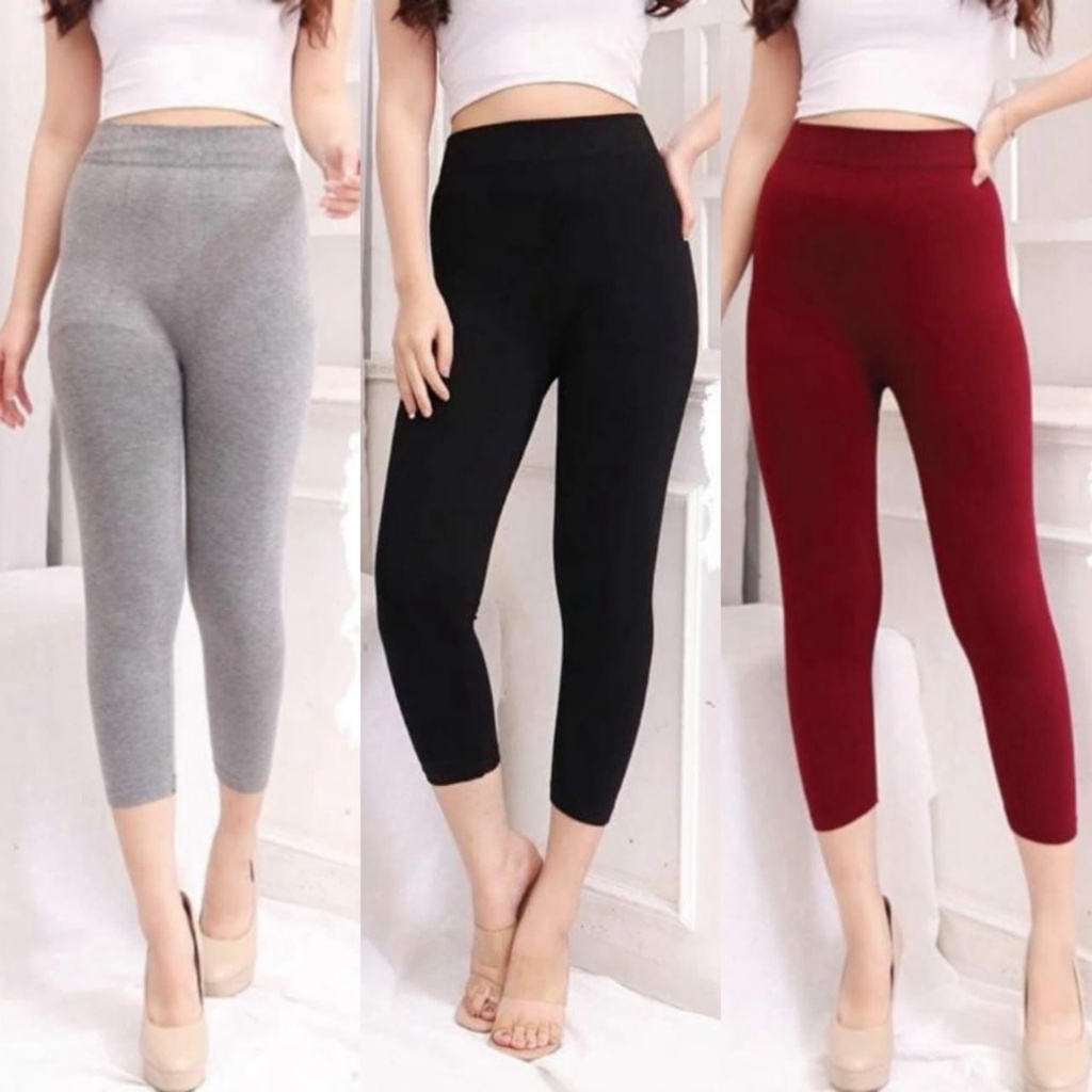 Jual Legging Pendek 7/8 HW Import Warna Legging Jumbo Fit to 80Kg COD ...